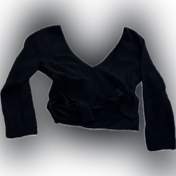 Express | Tops | Express Black 2piece Knit Crop Top Sweater With ...